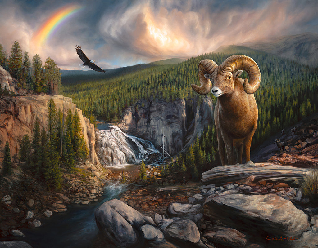 "A Wild Journey" - 30x40 Bighorn Sheep Wildlife Painting – Chuck Black Art