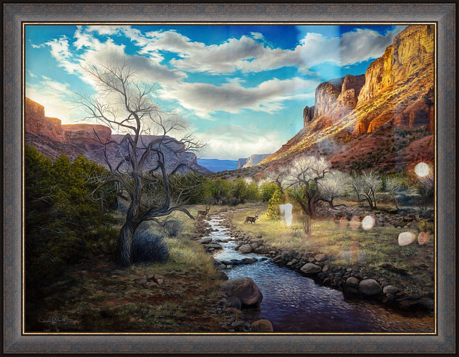 "Beneath The Glory" - Framed Southwestern Landscape Art Print, Mule De – Chuck Black Art