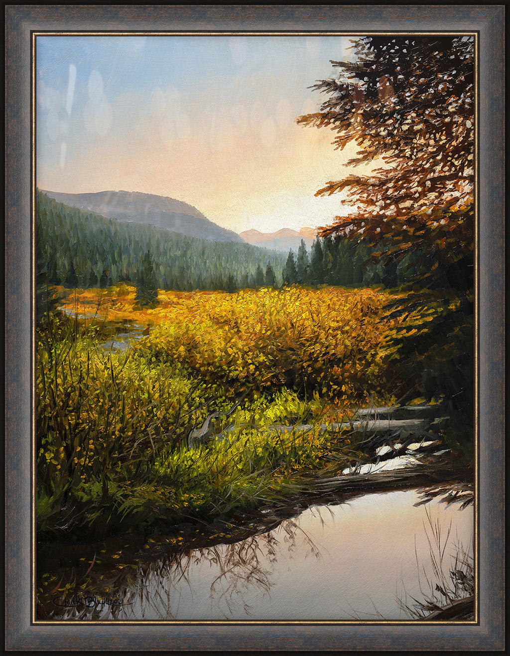"Reflections of Past" - Framed Sunset Landscape Art Print – Chuck Black Art