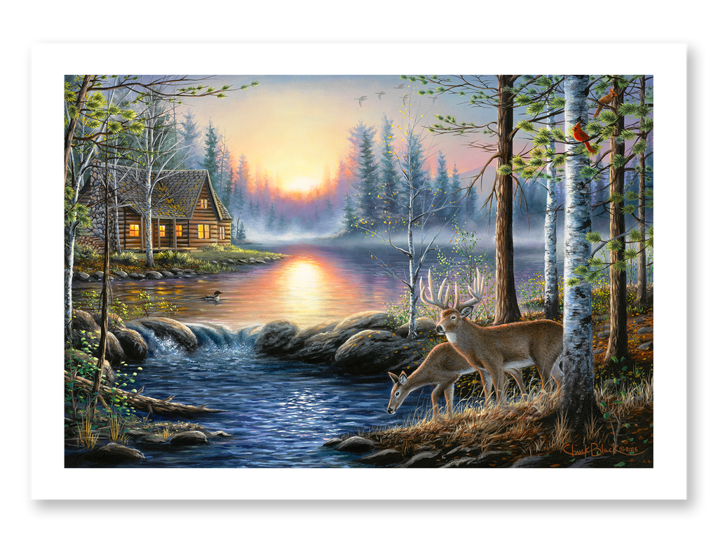 "Total Bliss" - Lake Cabin Art Print – Chuck Black Art